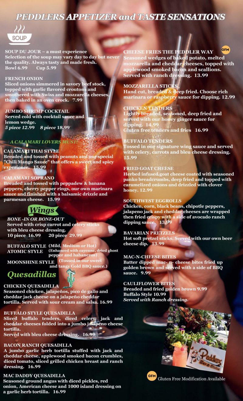 Menu – Peddlers Bar and Bistro | Restaurant | Clifton Park NY