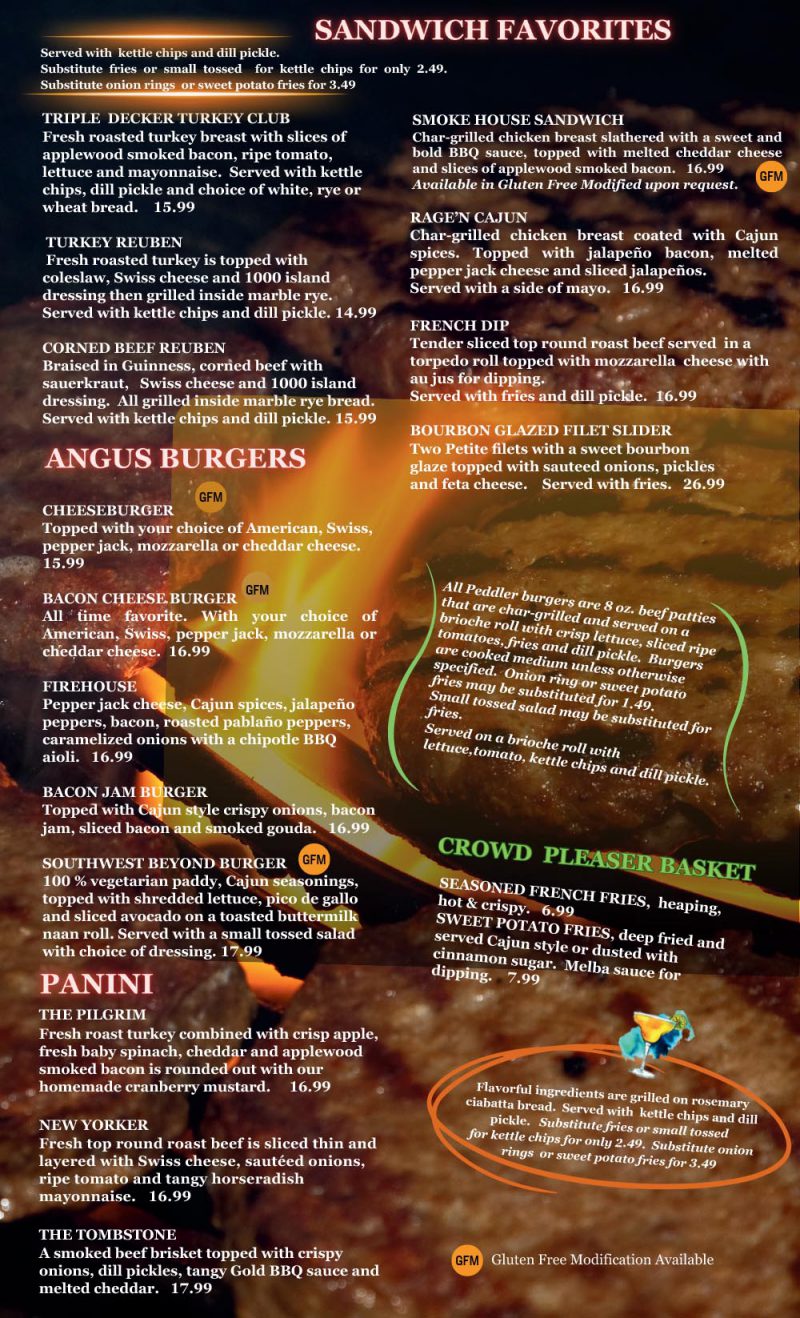 Menu – Peddlers Bar and Bistro | Restaurant | Clifton Park NY